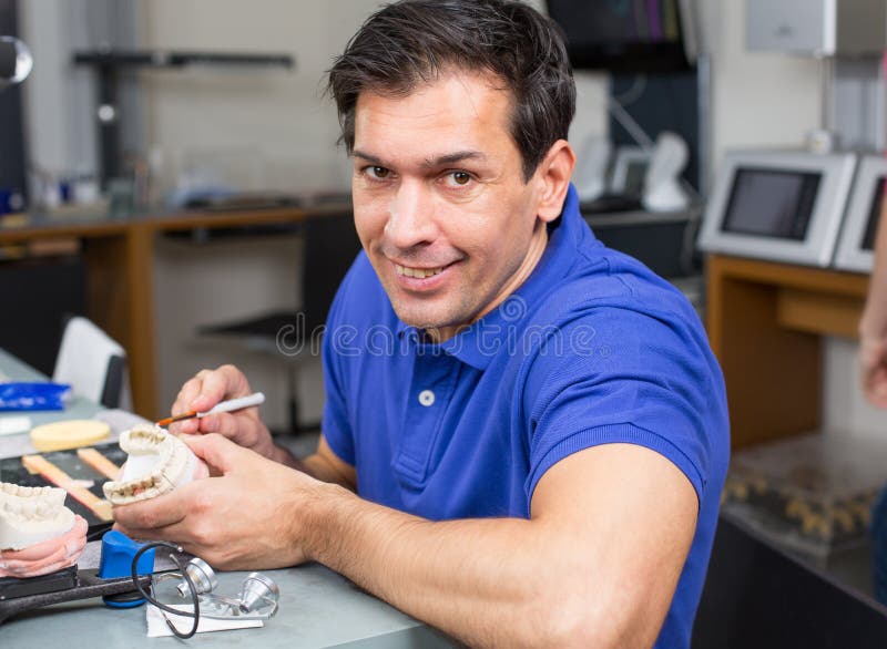 Dental Lab Technician Appying Porcelain Stock Image - Image of medical ...