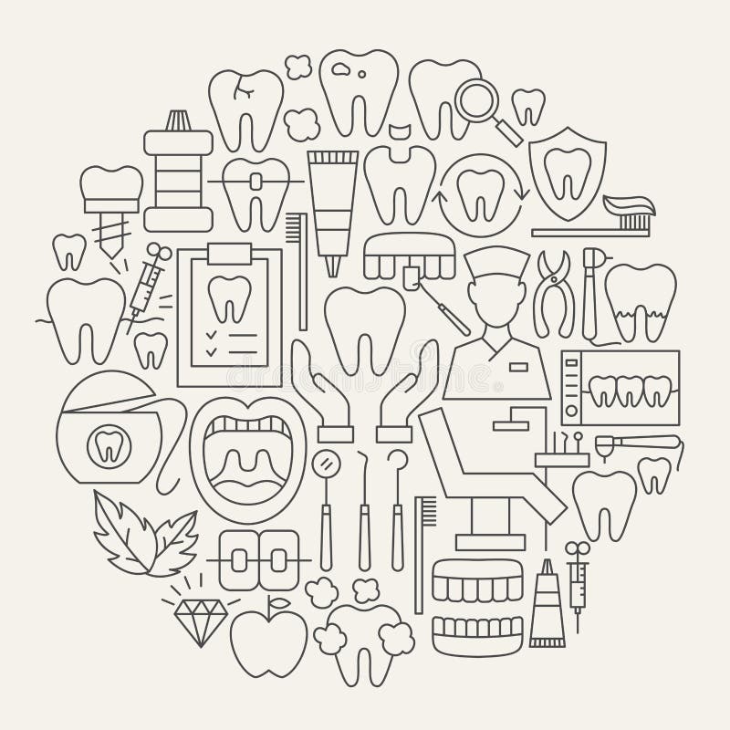 Dental Line Icon Set, Dentistry Collection, Vector Sketches, Logo ...
