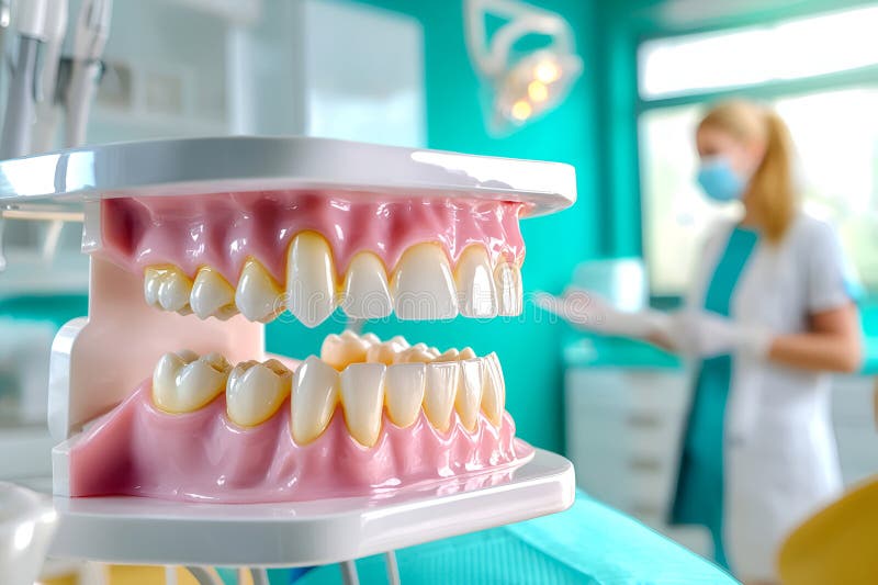 Dental Model and Female Dentist in Modern Clinic Setting Stock ...