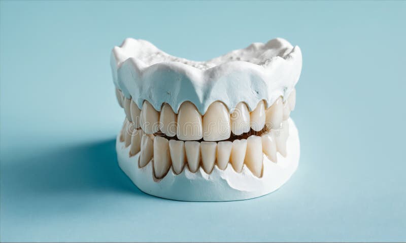 Dental Model with White Teeth on a Blue Background Stock Illustration ...