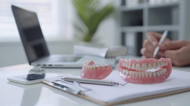 The Dental Models on Desk. AI Generated Stock Photo - Image of computer ...