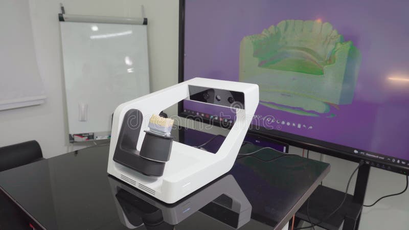 Dental Office Interior. Scanner 3d Models of Teeth. Stock Footage ...