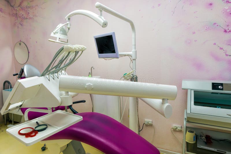 Dental Office in Pink Colors Stock Image - Image of cabinet, chair ...