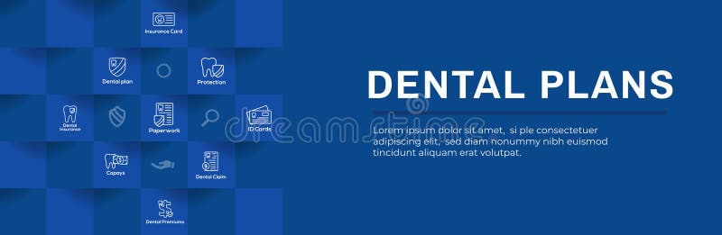 Dental Plans Web Header Banner - Insurance Outline Icons with Tooth ...