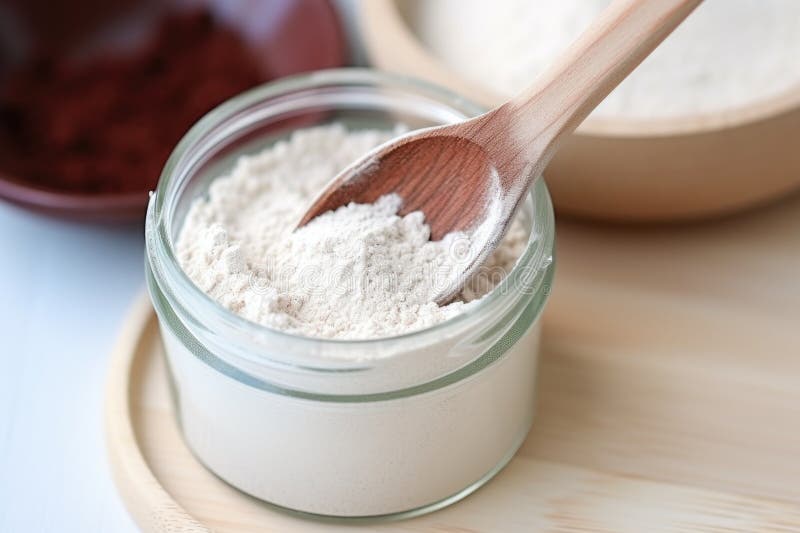 Dental Powder in a Container with a Tiny Wooden Spoon Stock Photo ...