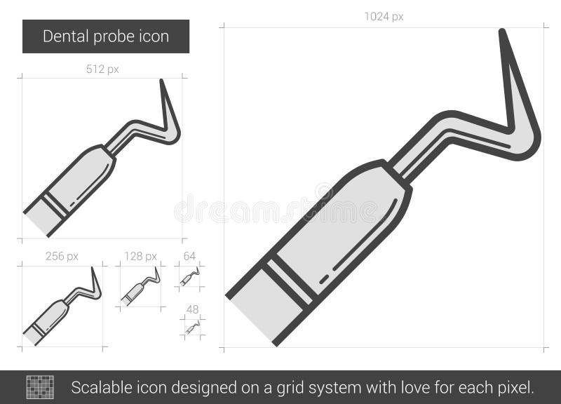 Dental probe line icon. stock vector. Illustration of instrument - 83308810