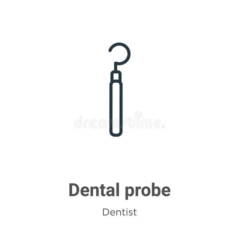 Outline Dental Probe Vector Icon. Isolated Black Simple Line Element ...