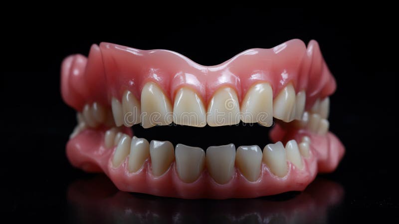 Dental Prosthesis, Tooth Implant, Mockup on a Black Background, Isolate ...