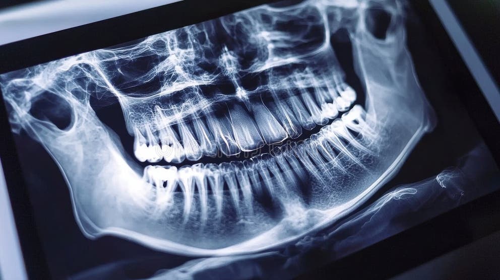 Dental X-ray Image of Human Teeth and Jawbone on Display Screen Stock ...