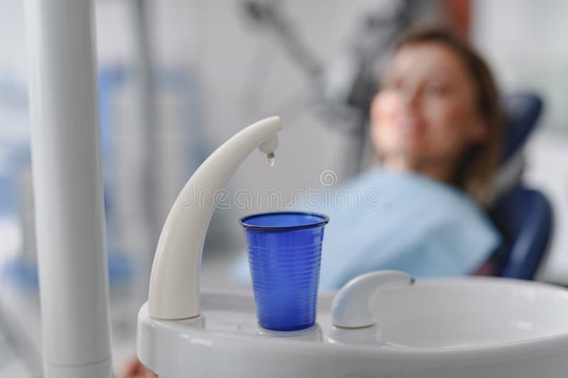Dental Rinse Cup with Water Dispenser at Dentist S Office. Stock Image ...