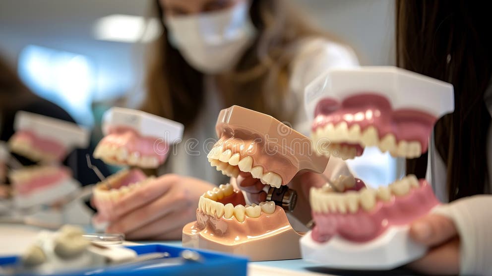 Dental Students Working with Dental Models during Training. Clear Focus ...