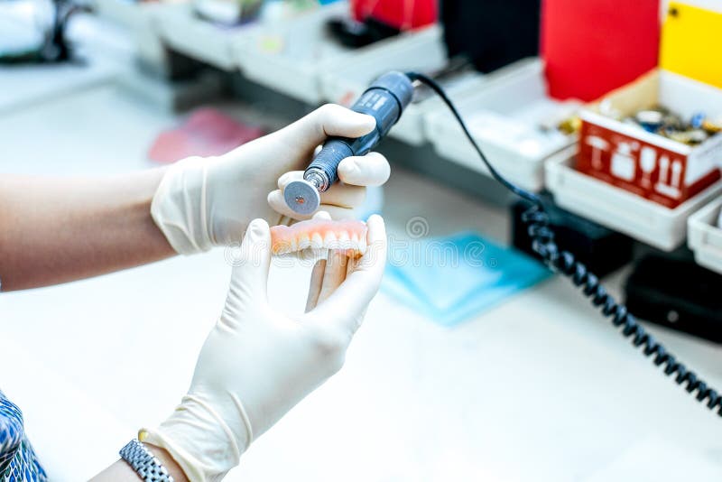 Dental Technician Working the Partial Denture Stock Image - Image of ...