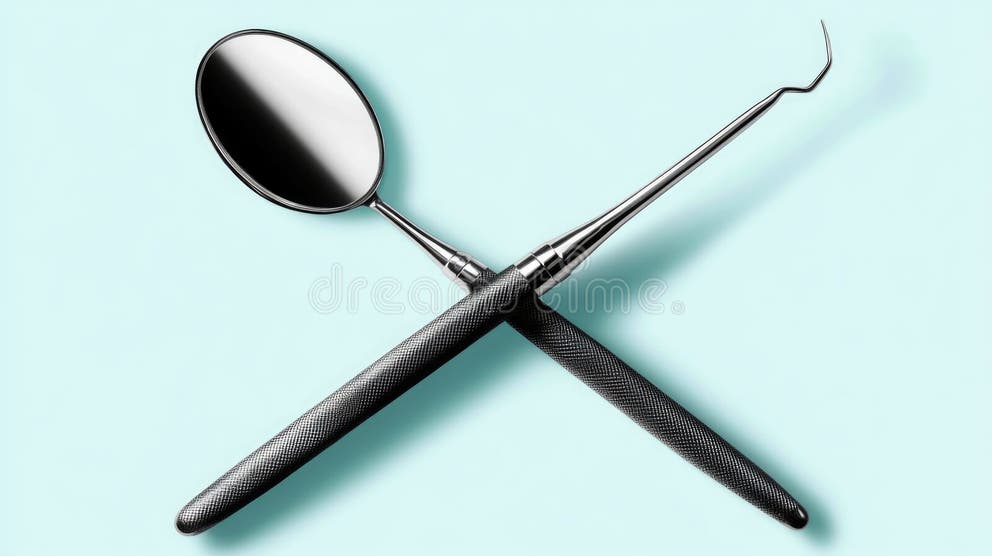 Dental Tools Mirror Explorer Set on Light Blue Background Stock Image ...