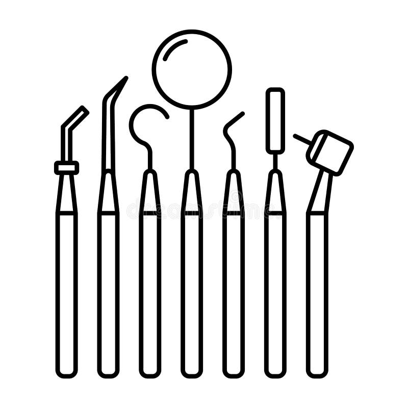 Dental Tools Outline Icon. Dental Instruments Vector Illustration Stock ...