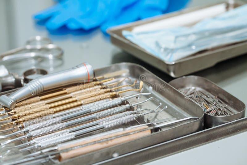 Dental Tools on the Table at Dental Office Stock Image - Image of ...