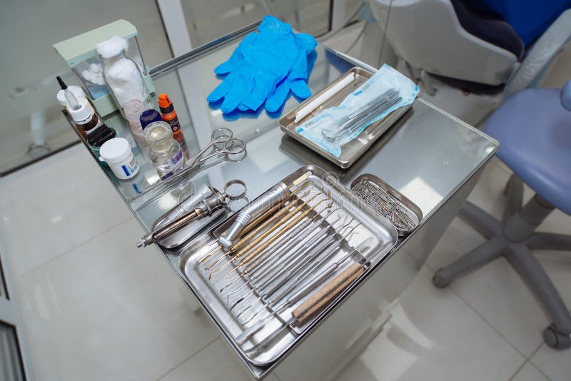 Dental Tools on the Table at Dental Office Stock Image - Image of ...
