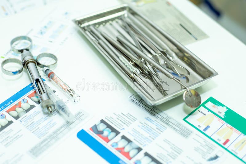 Dental tools on the table stock image. Image of clinic - 236091179