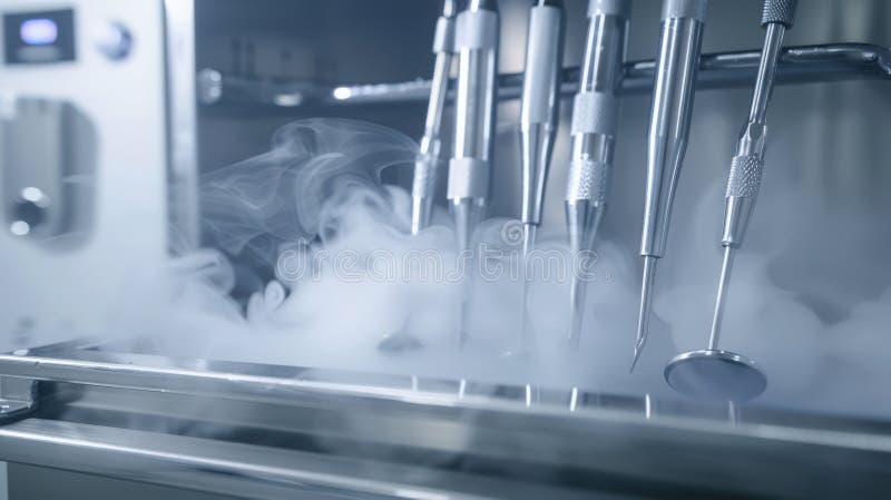 Dental Tools Under Sterilization with Vapor Stock Image - Image of ...