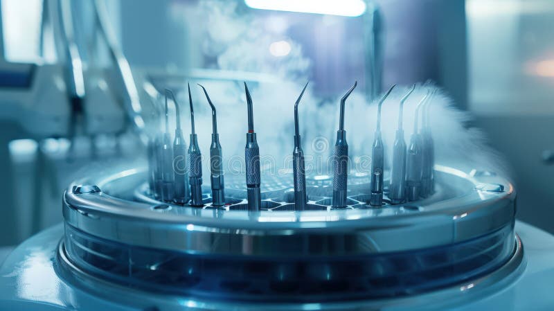 Dental Tools Undergoing Sterilization with Steam Stock Image - Image of ...