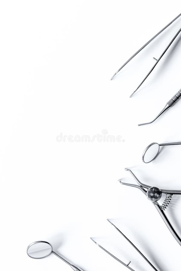 Dental Tools on White Background Top View Stock Image - Image of ...