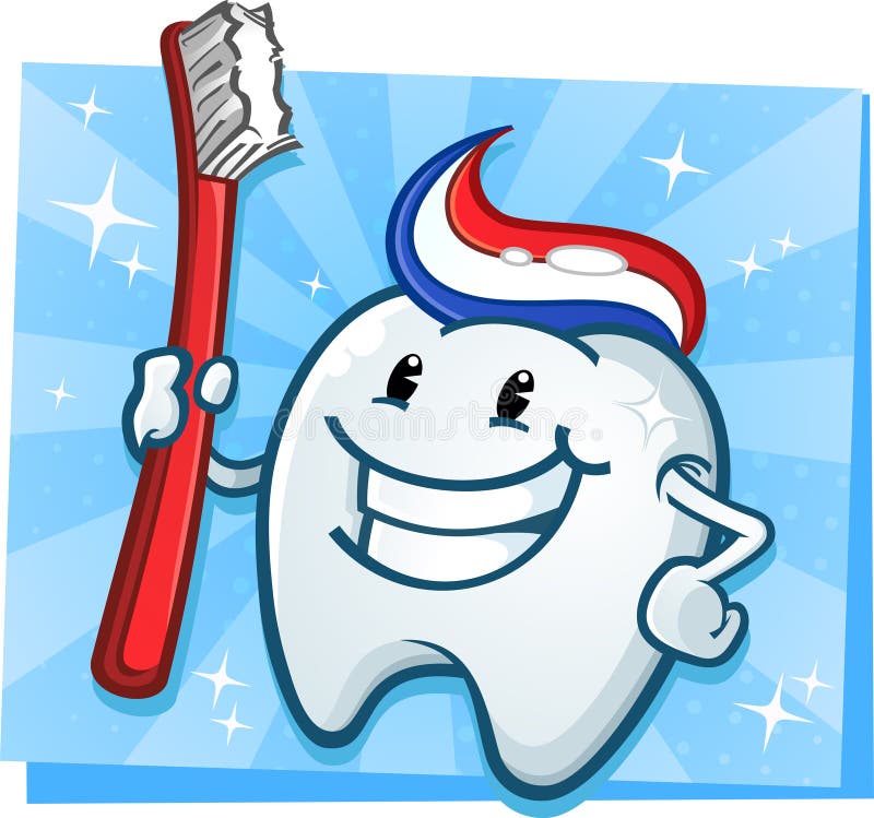 Dental Tooth Super Hero Mascot Cartoon Character with Toothbrush Stock ...