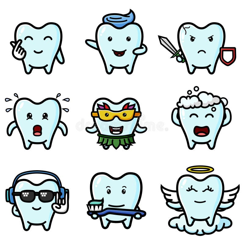 The Dental Tooth Models of the Mascot Bundle Set Stock Vector ...