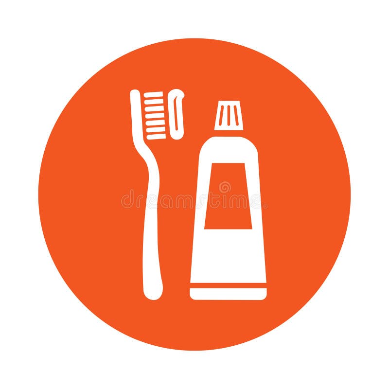 Dental, Toothbrush, Toothpaste Icon. Orange Vector Sketch Stock Vector ...