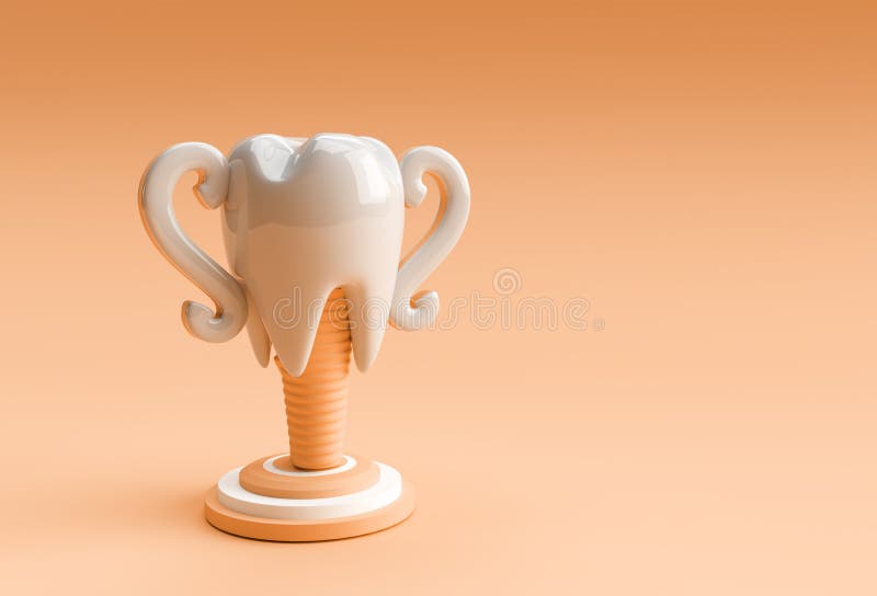 Dental Trophy Model of Premolar Tooth 3D Rendering Stock Illustration ...