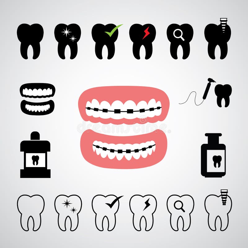 Dental vector icon set stock vector. Illustration of concept - 51395846