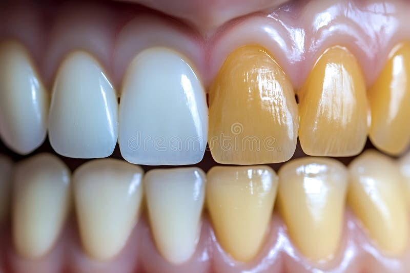 Dental Veneers Showing the Difference between White and Yellow Teeth ...