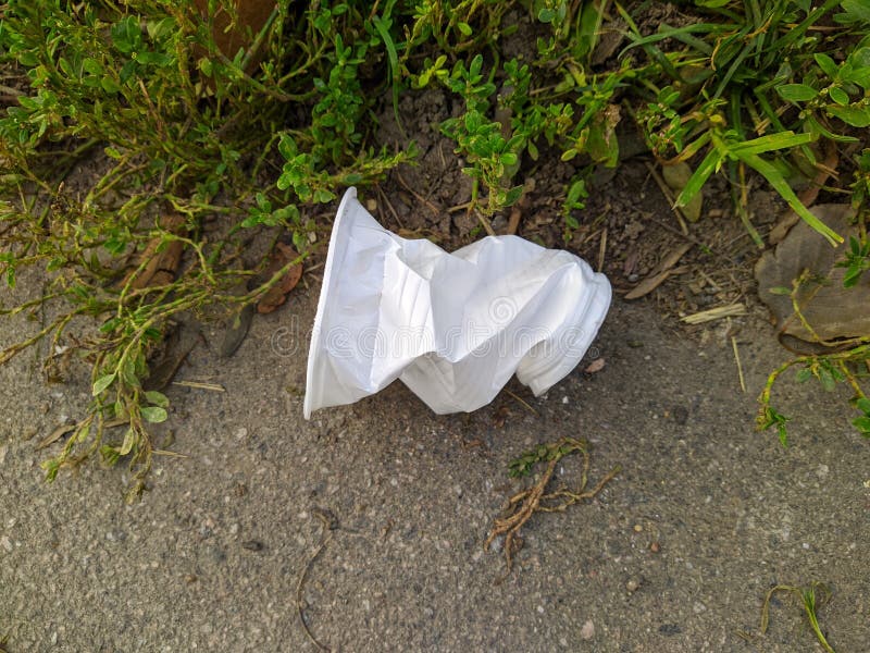 Dented and Discarded White Disposable Plastic Cup Stock Photo - Image ...