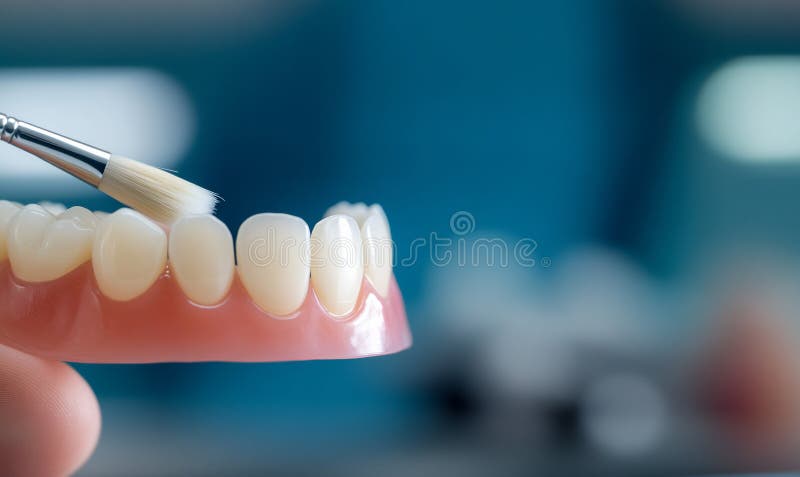 Dentist Applying Bonding Agent To Teeth Model Stock Illustration ...