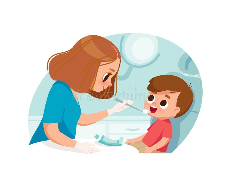 Doctor Checking Child Tooth Stock Vector - Illustration of comic ...