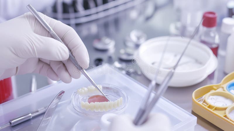 Dentist Crafting High Quality Dentures with Precision in a Modern ...