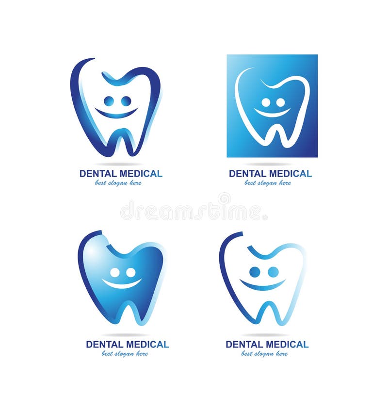 Dentist Dental Logo Icon Set Stock Vector - Illustration of sign ...