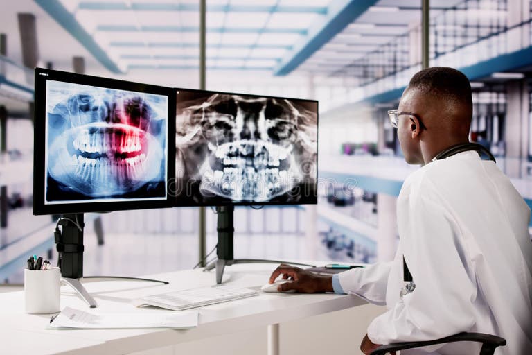 Dentist Doctor Looking at Teeth Xray Stock Image - Image of xray ...