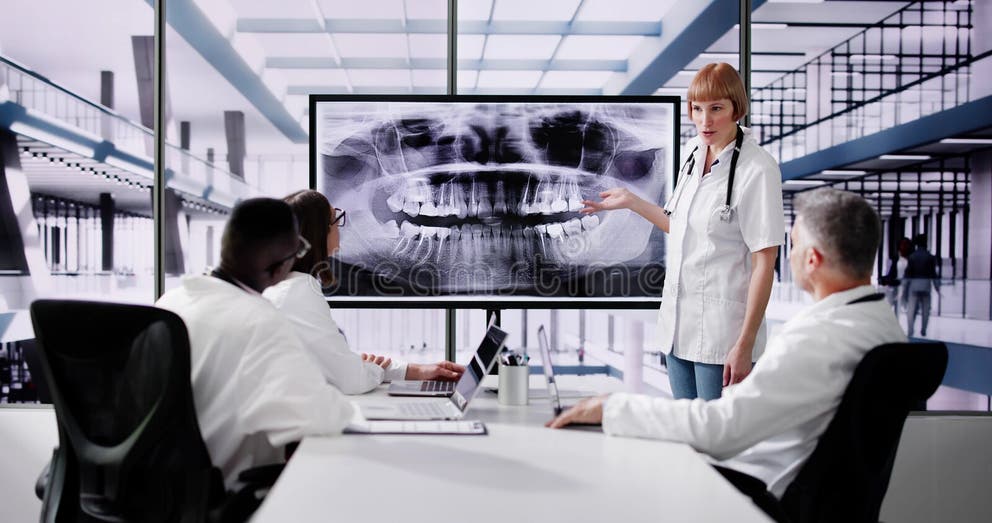 Dentist Doctor Looking at Teeth Xray Stock Image - Image of mouth ...