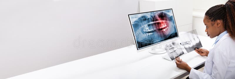 Dentist Doctor Using Computer Technology Stock Photo - Image of dental ...