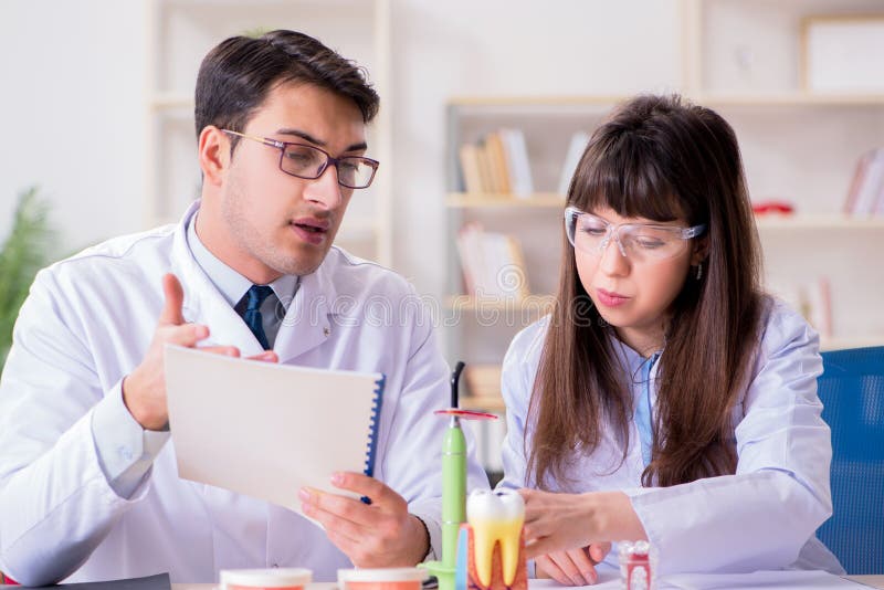 The Dentist Explaining Student Tooth Structure Stock Photo - Image of ...