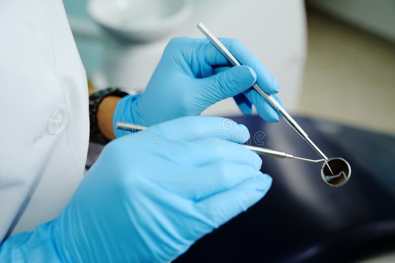 Dentist Hand with Dental Tools Stock Image - Image of metal, healthcare ...