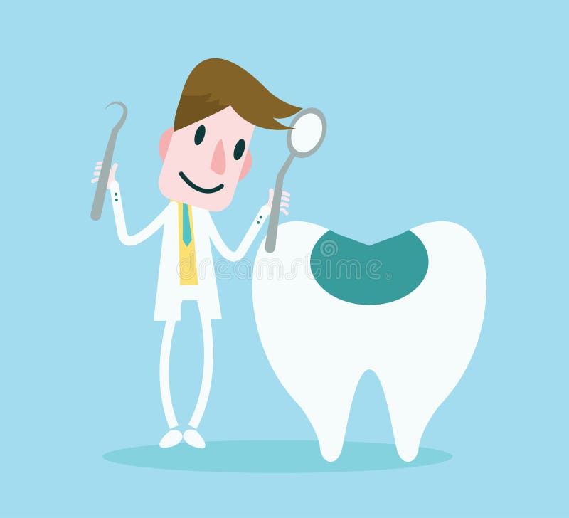 Happy Cartoon Tooth and Dentist Stock Vector - Illustration of ...