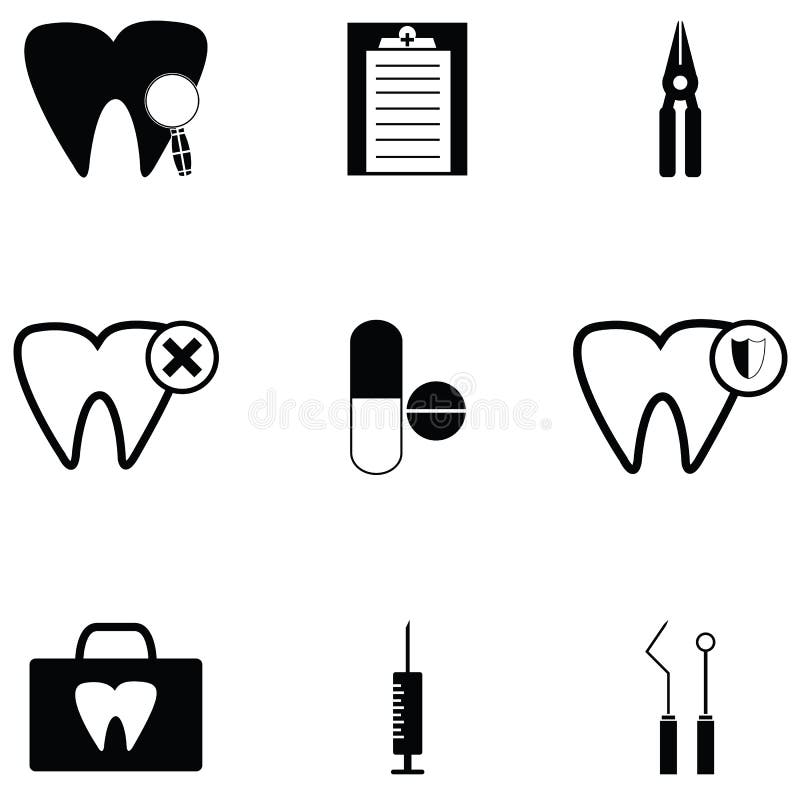 Dentist icon set stock vector. Illustration of vector - 107347789