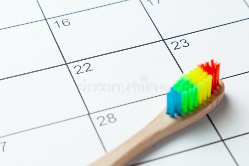 Dentist Note on the Calendar. Toothbrush and Calendar Entry. Stock ...