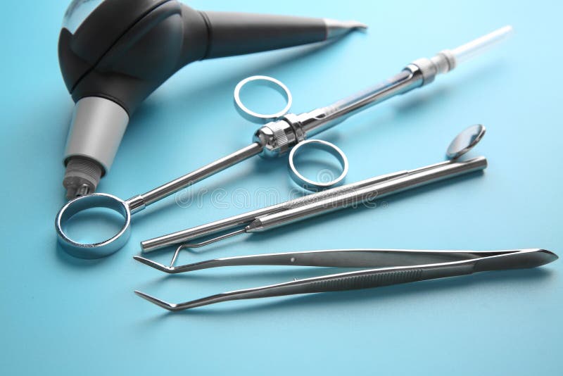 Dentist S Tools and Air Flow Device for Scaling on Color Background ...