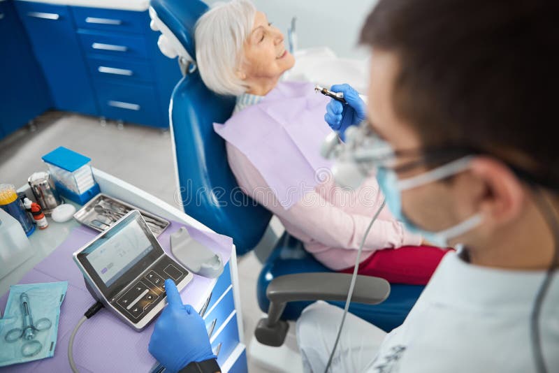 Dentist Setting Parameters for Dental Drill in Controller Stock Image ...