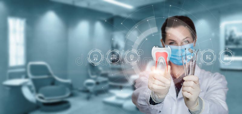 Dentist shows tooth icons stock image. Image of orthodontist - 261893249