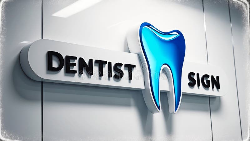 Dentist Sign with Tooth Graphic on White Background Stock Illustration ...