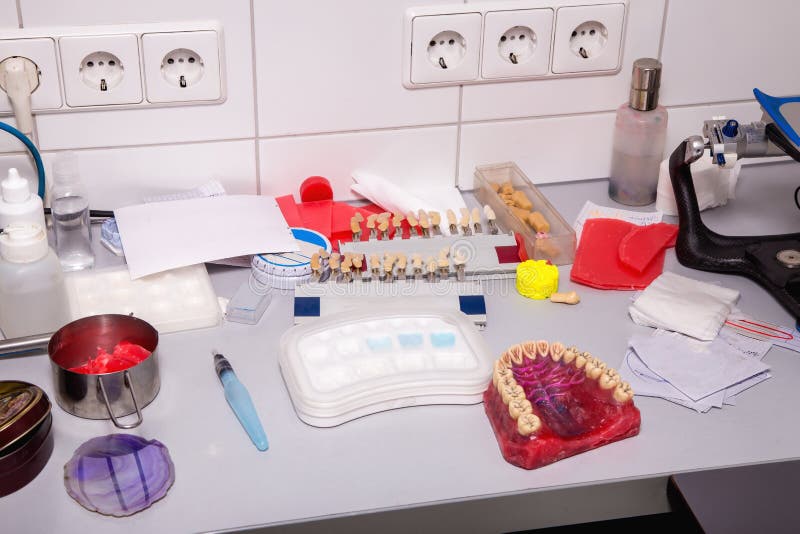 Dentist Table with Various Things Stock Image - Image of dental, cast ...