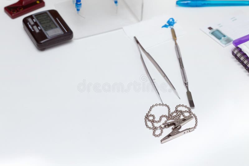 Dentist tools on a table stock photo. Image of close - 84732146