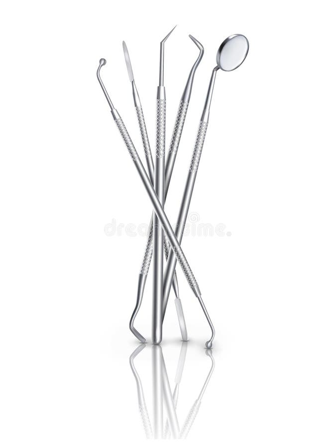 Dentist Tools for Teeth Care at White Background Stock Illustration ...